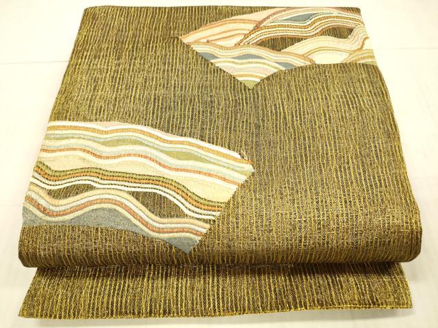 平和屋着物＊夏物　六通柄袋帯　地紙流水文　金糸　正絹　逸品　DAAX8985cm