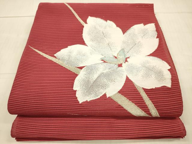 平和屋着物＊夏物　西陣　伊豆花謹製　絽綴れ　八寸名古屋帯　草花文　金銀糸　正絹　逸品　DAAX8986cm