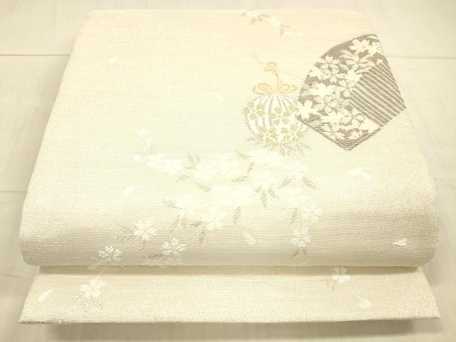 平和屋着物＊夏物　両面　全通柄袋帯　櫛花文　月花文　金銀糸　正絹　逸品　DAAX8991cm