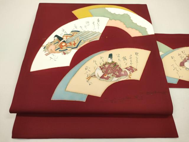 平和屋着物●塩瀬　九寸名古屋帯　手描き　平安人物　正絹　逸品　未使用　DAAX9832fe