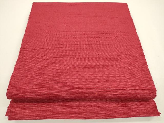 平和屋着物●信州紬　八寸名古屋帯　色無地　深紅色　正絹　逸品　DAAX9836fe