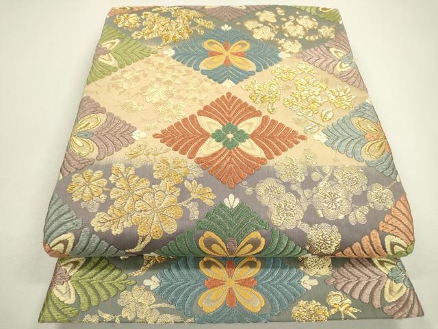 平和屋着物●唐織・西陣の老舗・名門・藤原織物　六通柄袋帯　唐織　花菱文　金糸　正絹　逸品　DAAX9846fe