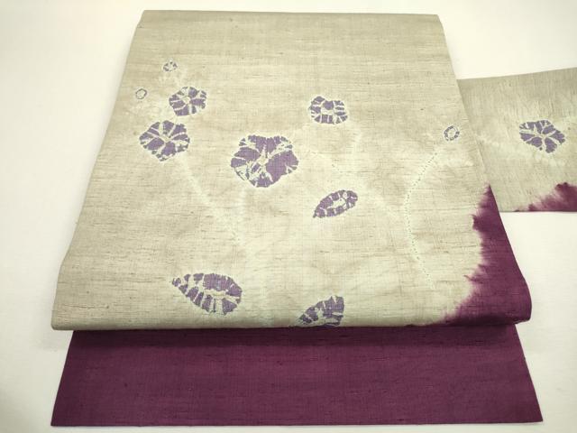 平和屋着物●九寸名古屋帯　紬地　絞り　草花　正絹　逸品　DAAX9851fe