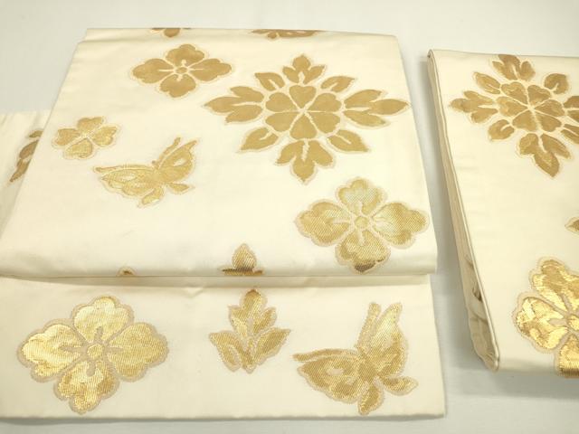 平和屋着物●つけ帯　舞蝶花文　金糸　正絹　逸品　DAAX9854fe