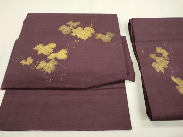 平和屋着物●つけ帯　紬地　蔦の葉文　金彩　正絹　逸品　DAAX9857fe