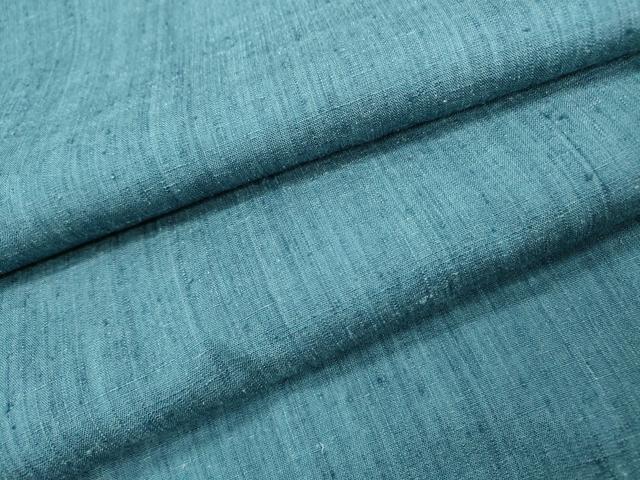 平和屋着物●本場結城紬　重要無形文化財　色無地　藍色　正絹　逸品　DAAX9922fe
