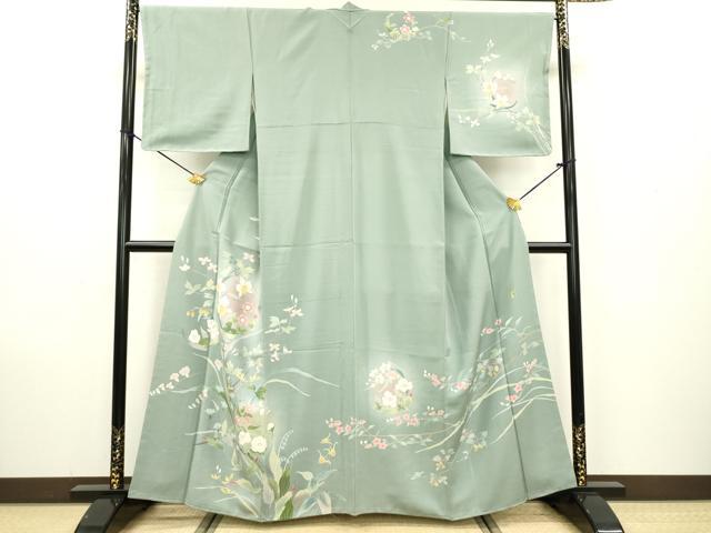 平和屋着物●訪問着　友禅　作家物　草花　暈し染　正絹　逸品　DAAX9960fe