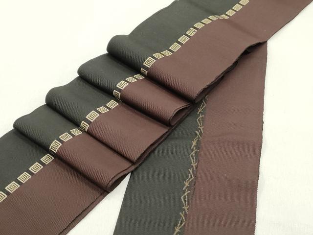 平和屋着物●男性　本場筑前博多織　両面　角帯　間道　正絹　逸品　DAAY0055ob