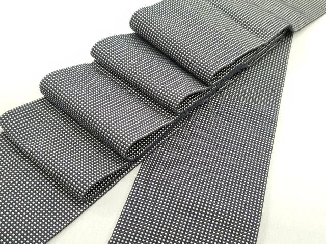 平和屋着物●男性　本場筑前博多織　角帯　格子柄　黒地　正絹　逸品　未使用　DAAY0056ob