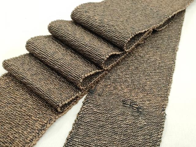 平和屋着物●男性　角帯　紬地　霞文　赤墨色　正絹　逸品　未使用　DAAY0057ob