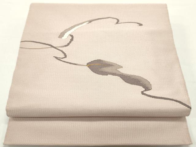 平和屋着物●八寸名古屋帯　すくい織　蔦の葉文　珊瑚色　正絹　逸品　DAAY0061ob