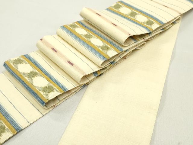 平和屋着物●男性　角帯　紬地　横段文　鳥の子色　正絹　逸品　DAAY0208ob