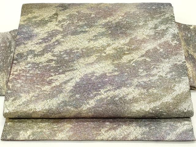 平和屋着物●つけ帯　ふくれ織　霞文　金通し地　正絹　逸品　DAAY0211ob