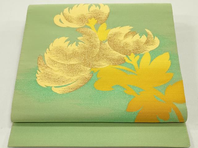 平和屋着物●爪掻き本綴れ　八寸名古屋帯　草花文　夏虫色　金糸　正絹　逸品　DAAY0216ob