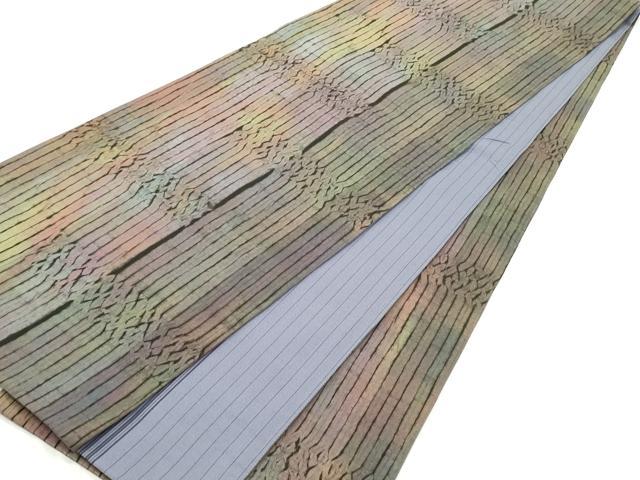 平和屋着物●両面　全通柄袋帯　紬地　杢目絞り　霞間道　正絹　逸品　DAAY0223ob