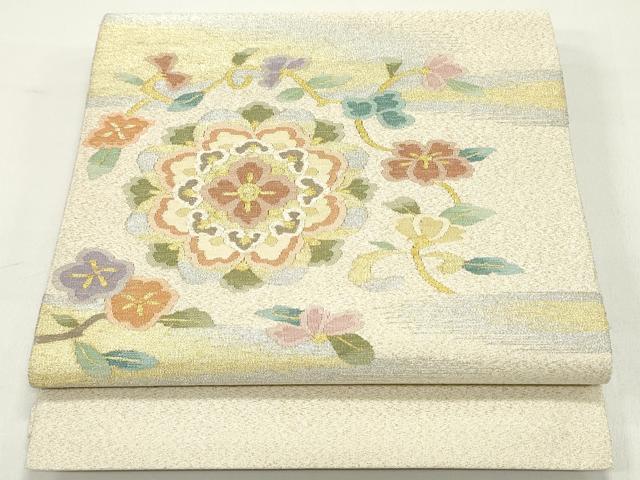 平和屋着物●爪掻き本綴れ　八寸名古屋帯　正倉院更紗花唐草文　金銀糸　正絹　逸品　未使用　DAAY0229ob