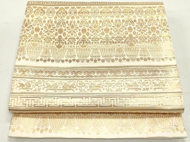 平和屋着物●龍村晋謹製　全通柄袋帯　名物裂　金糸　正絹　逸品　DAAY0241ob