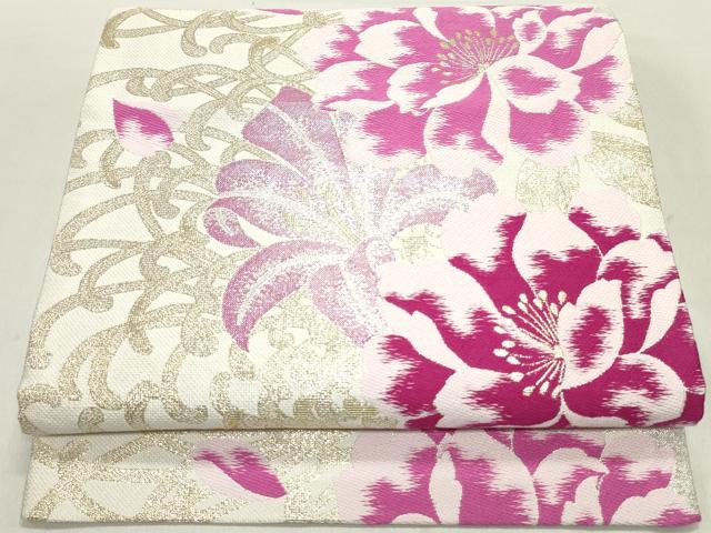 平和屋着物●六通柄袋帯　唐織　舞花文　金銀糸　正絹　逸品　DAAY0246ob