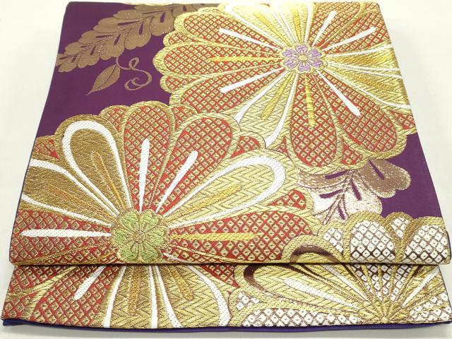 平和屋着物●六通柄袋帯　唐織　舞菊文　金糸　正絹　逸品　未使用　DAAY0267ob