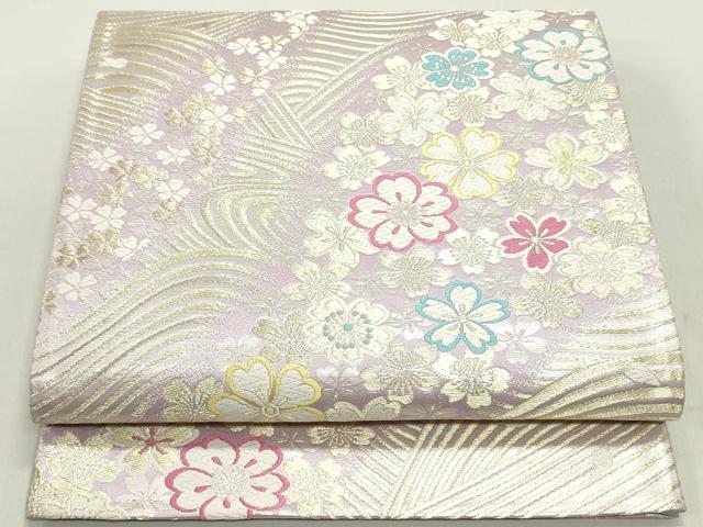 平和屋着物●六通柄袋帯　唐織　流水舞桜文　金銀糸　正絹　逸品　DAAY0275ob