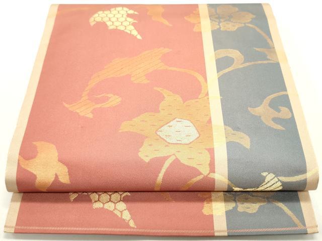 平和屋着物●名物裂一筋　西陣・あらいそ謹製　全通柄　本袋帯　亀甲花唐草間道　金糸　正絹　逸品　未使用　DAAY0291ob