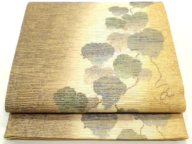 平和屋着物▽六通柄袋帯　スリーシーズン　春夏秋　霞蔦の葉間道　手もみ引箔　正絹　逸品　DAAY0296ob