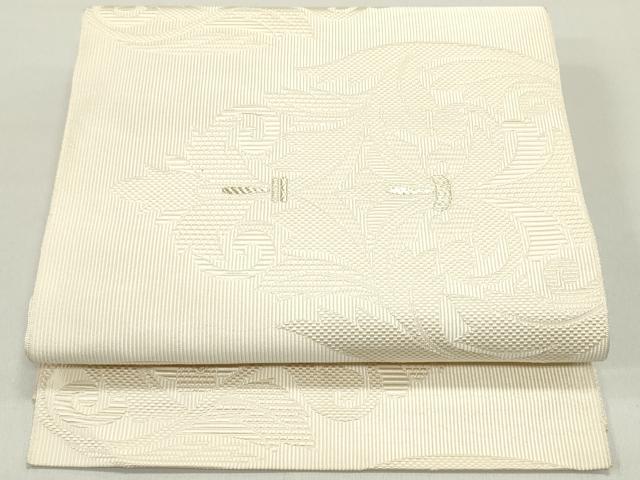 平和屋着物●本場筑前博多織　八寸名古屋帯　更紗花唐草文　象牙色　金糸　正絹　逸品　DAAY0340ob