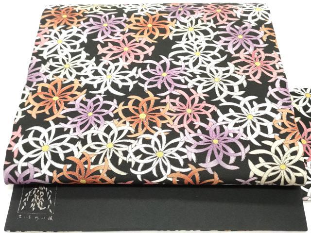 平和屋着物●小糸敏夫　九寸開き名古屋帯　乱菊文　黒地　正絹　逸品　DAAY0352ob
