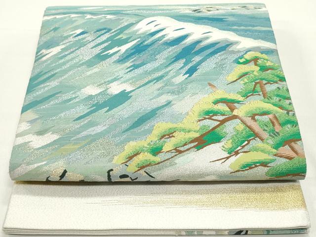 平和屋着物●爪掻き本綴れ　太鼓柄袋帯　風景立波松文　金銀糸　ますいわ屋扱い　正絹　逸品　DAAY0367ob