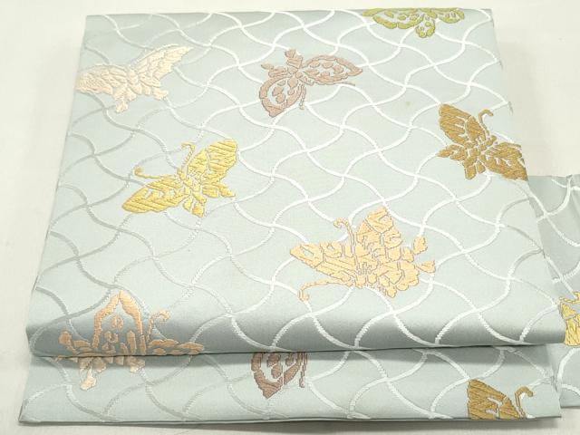 平和屋着物●九寸名古屋帯　唐織　舞蝶文　正絹　逸品　DAAY0396ob