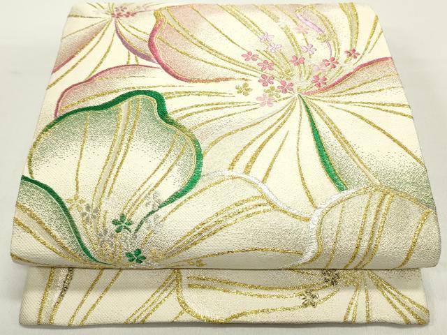 平和屋着物●六通柄袋帯　舞花文　金銀糸　正絹　逸品　DAAY0417ob