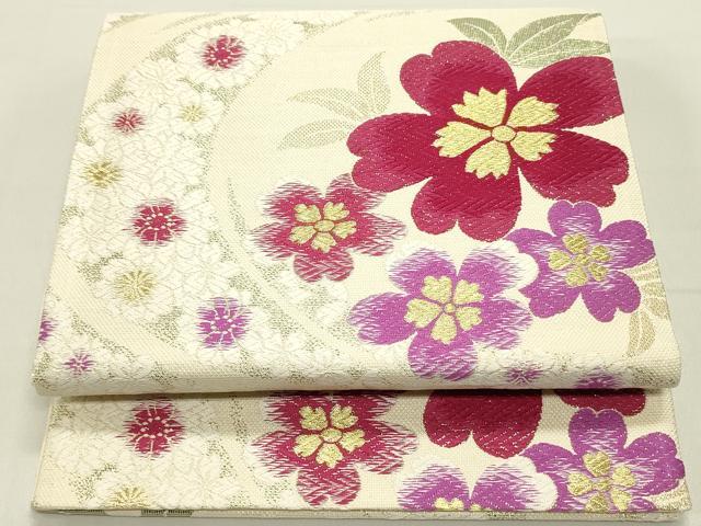 平和屋着物●六通柄袋帯　唐織　舞花文　金糸　正絹　逸品　DAAY0429ob