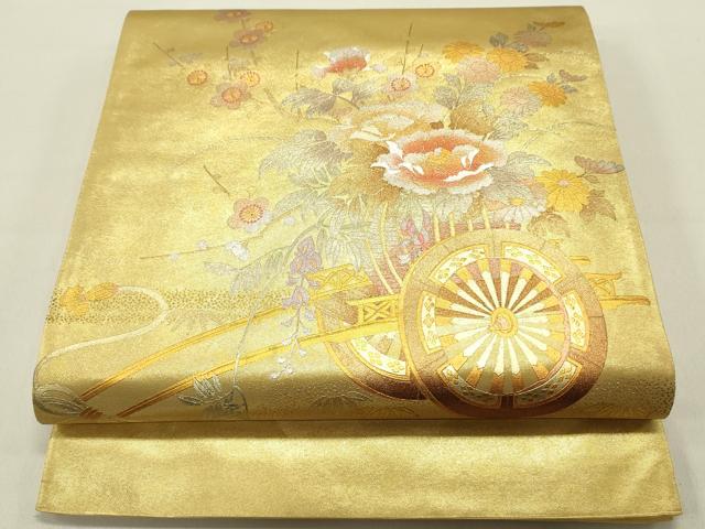平和屋着物●金彩友禅　卓越技能者・名工・和田光正　太鼓柄袋帯　花車籠文　金銀彩　正絹　逸品　DAAY0439ob