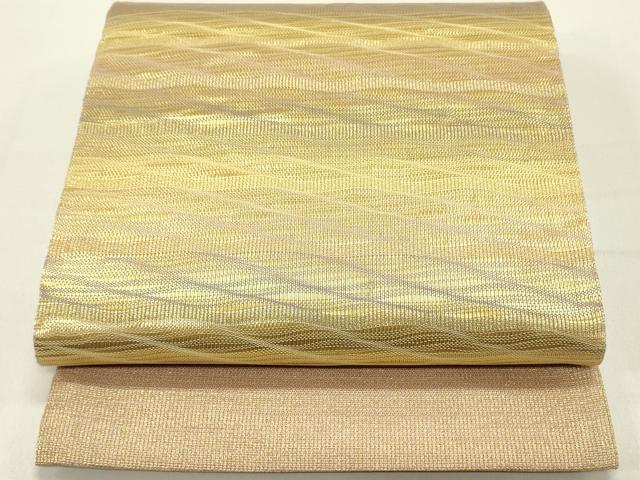 平和屋着物●ひなや工房　くむ・あむ・おる　伊豆蔵明彦　組織　太鼓柄袋帯　横段文　金糸　正絹　逸品　DAAY0445ob