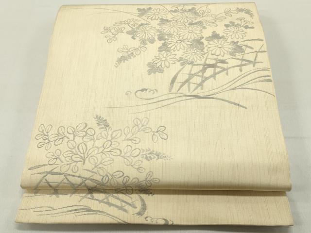 平和屋着物●六通柄　本袋帯　籬草花文　正絹　逸品　DAAY0455ob