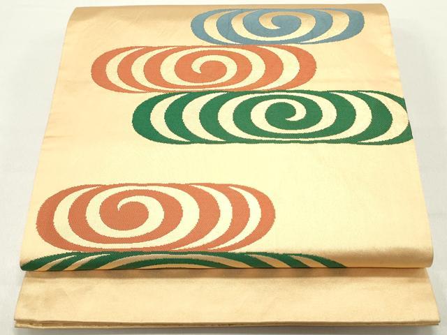 平和屋着物●西陣　川島織物　九寸開き名古屋帯　抽象文様　金糸　正絹　逸品　DAAY0456ob