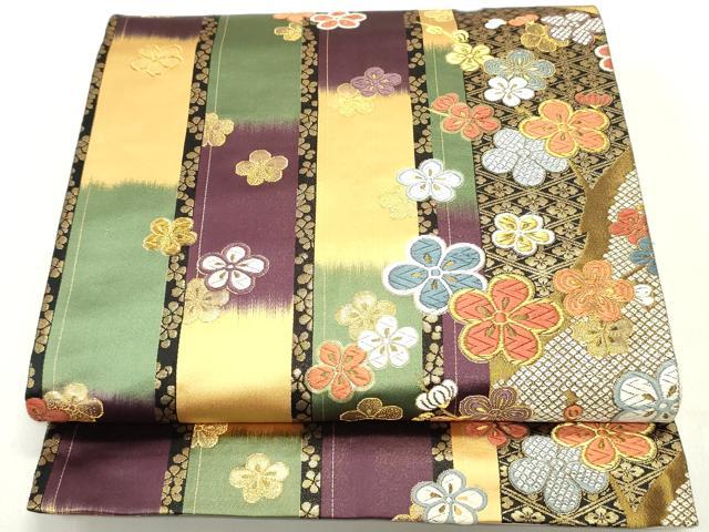 平和屋着物●両面　全通柄袋帯　唐織　舞桜間道　金糸　正絹　逸品　DAAY0477ob