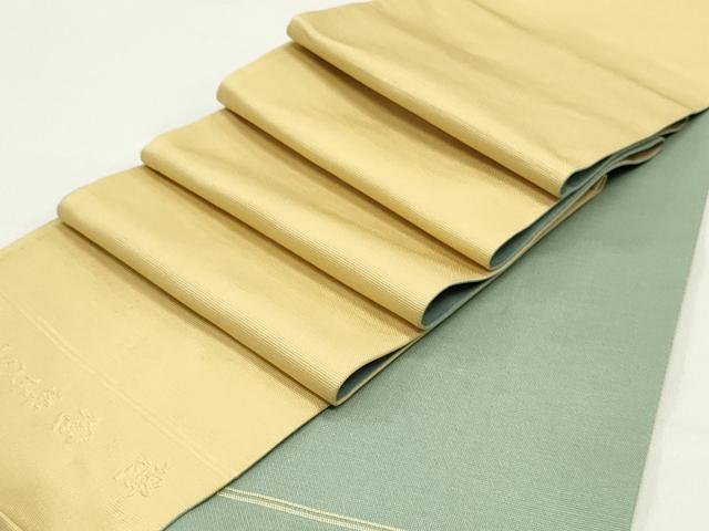 平和屋着物●西陣　本場筑前博多織　両面　半幅帯　飴色　利休鼠色　正絹　逸品　DAAY0484ob