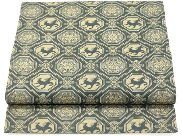 平和屋着物●九寸名古屋帯　花菱動物文　正絹　逸品　DAAY0511ob