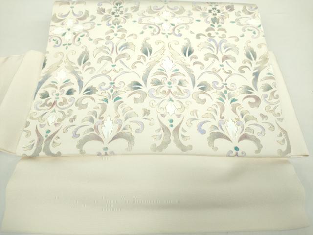 平和屋着物●ワンタッチつけ帯　洋花文　金彩　正絹　逸品　未使用　DAAY1035ps