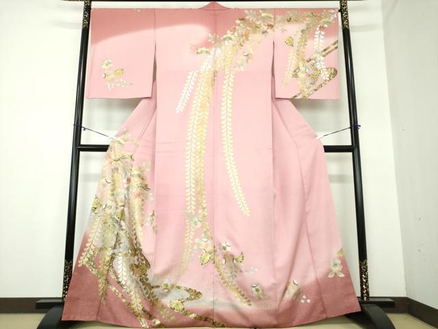 平和屋着物●訪問着　辻が花　暈し染め　金銀彩　銀通し地　正絹　逸品　DAAY1087ps