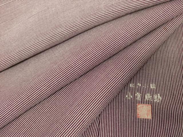 平和屋着物●人間国宝　重要無形文化財　小宮康助　江戸小紋　万筋　葡萄色×白色　正絹　逸品　DAAY1094ps