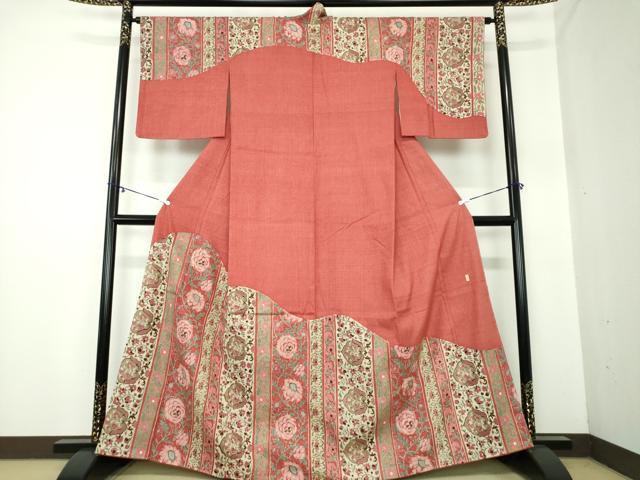 平和屋着物●訪問着　作家物　紬地　更紗花間道　ますいわ屋扱い　正絹　逸品　未使用　DAAY1096ps