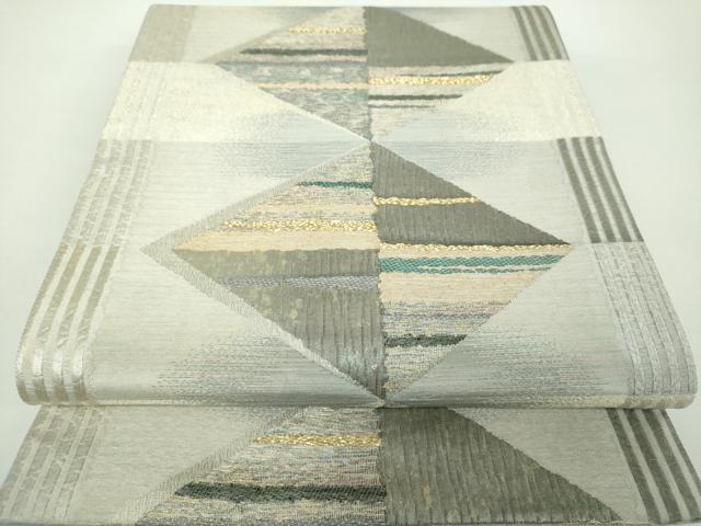 平和屋着物●西陣　老舗　渡文謹製　手織　両面　六通柄袋帯　彩纈　菱間道　金糸　正絹　逸品　未使用　DAAY1127ps