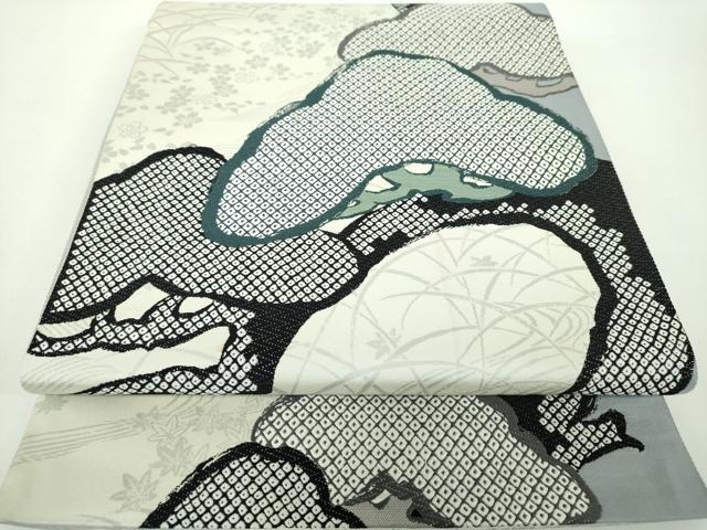 平和屋着物●六通柄袋帯　鹿の子花文　正絹　逸品　DAAY1138ps