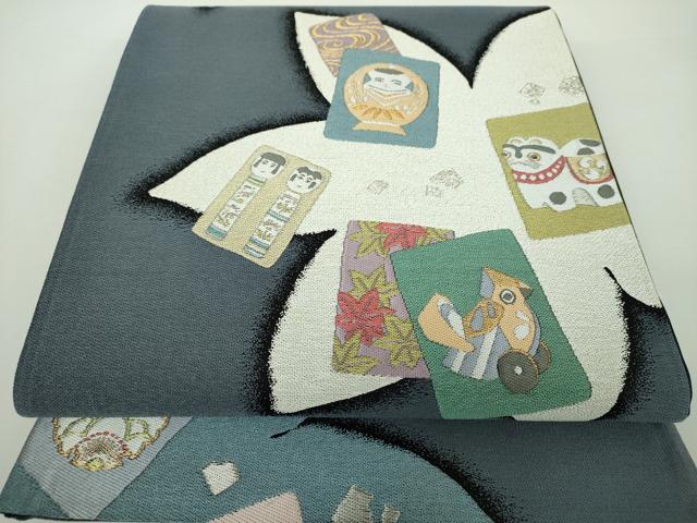 平和屋着物●六通柄袋帯　鬼壁　玩具文様　金銀糸　正絹　逸品　DAAY1144ps