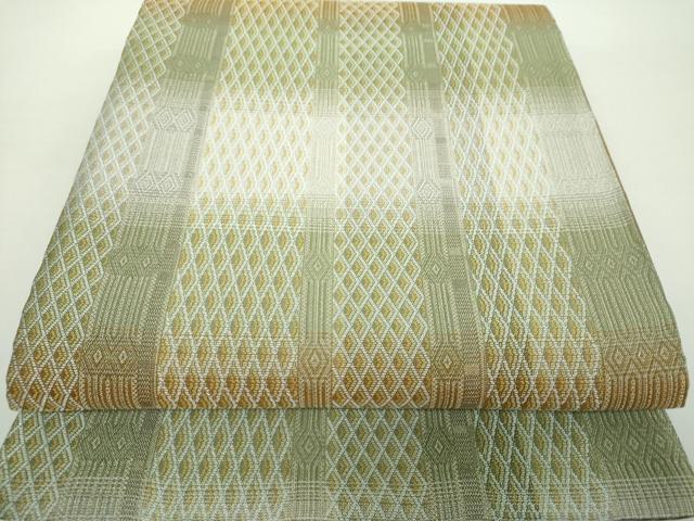 平和屋着物●両面　六通柄袋帯　変わり間道　金糸　正絹　逸品　未使用　DAAY1149ps