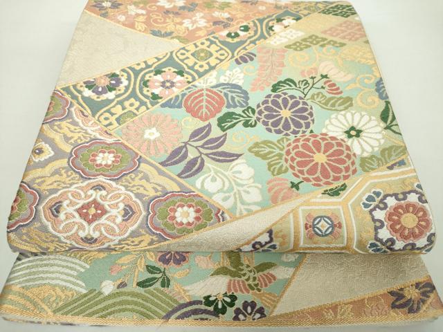 平和屋着物●六通柄袋帯　唐織　蜀江花文　金糸　正絹　逸品　DAAY1155ps