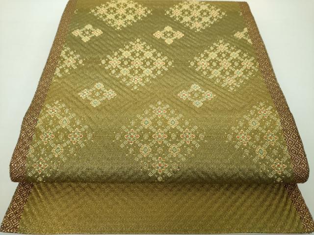 平和屋着物●ひなや工房　くむ・あむ・おる　伊豆蔵明彦　太鼓柄袋帯　花菱文　金糸　正絹　逸品　未使用　DAAY1163ps