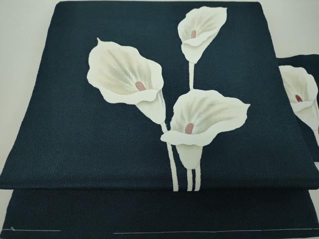 平和屋着物●九寸名古屋帯　刺繍　手描き　カラー　鬼しぼ縮緬　正絹　逸品　DAAY1170ps